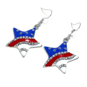 LEPRATO 4th of July Patriotic Earrings Independence Day American Flag Hook Earring for Women