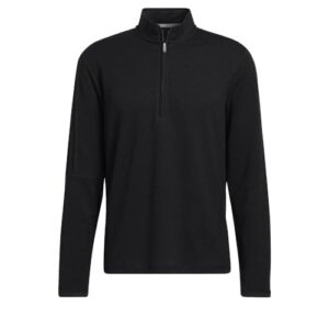 adidas Golf Men's 3-Stripes Quarter Zip Pullover, Black, 2 Extra Large