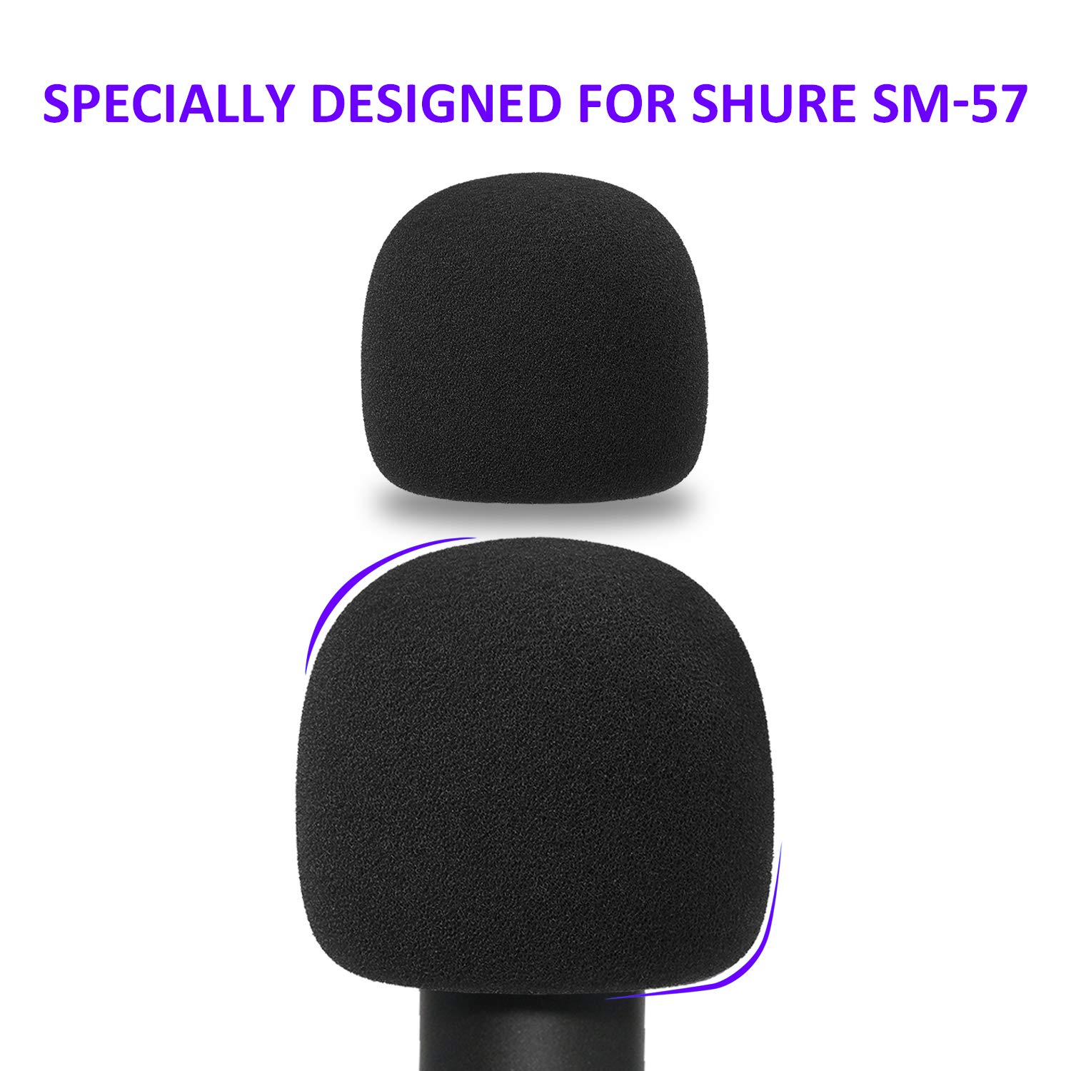 SUNMON SM57 Windscreen Cover - Perfect SM57-LC Mic Pop Filter Foam Cover Compatible with Shure SM-57 Cardioid Dynamic Instrument Microphone (2 PCS)