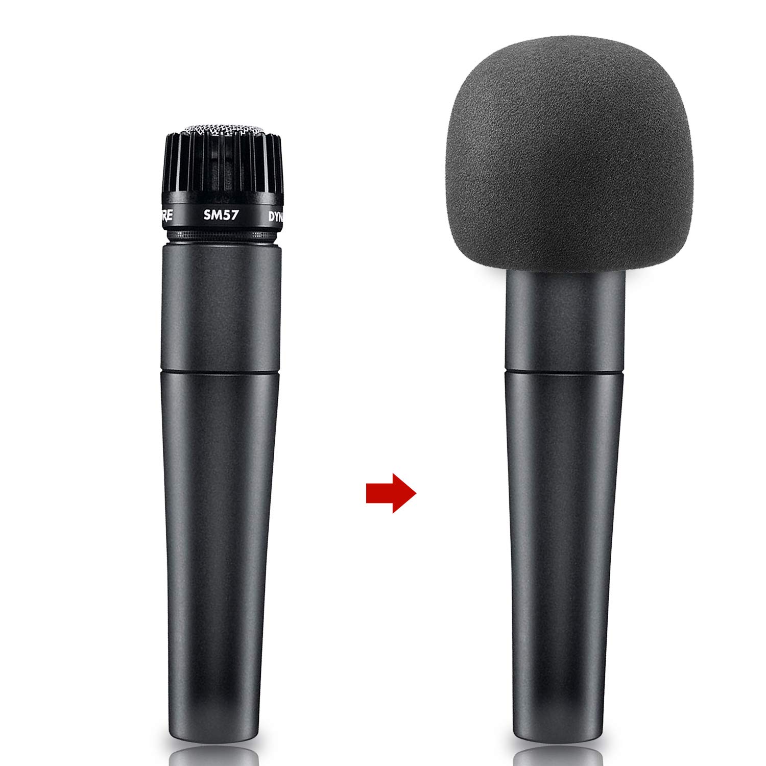 SUNMON SM57 Windscreen Cover - Perfect SM57-LC Mic Pop Filter Foam Cover Compatible with Shure SM-57 Cardioid Dynamic Instrument Microphone (2 PCS)