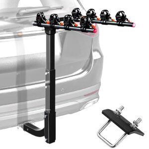 gude 4 bike rack hitch mount rack, heavy duty alloy steel bicycle carrier with 2'' hitch receiver, double folding arms bicycle carrier for car suv truck, black