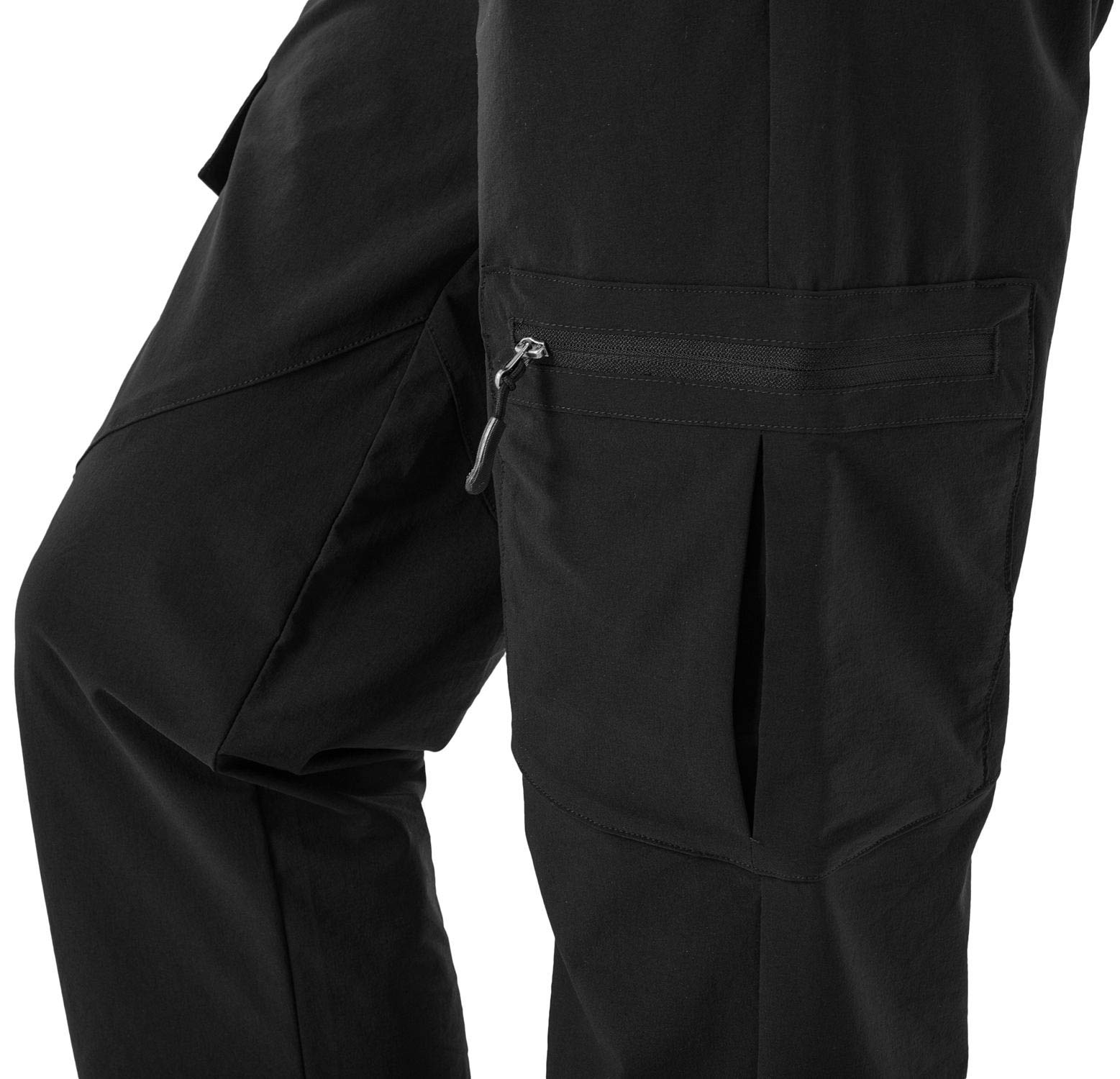 Rdruko Women's Hiking Cargo Pants Lightweight Water-Resistant Quick Dry UPF 50+ Travel Work Pants Zipper Pockets Black Medium