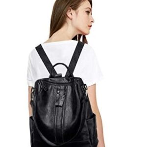 Ro Rox Womens Faux Leather Punk Zip Laptop Adult Uni Work Backpack Bag Rucksack - Black