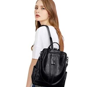 Ro Rox Womens Faux Leather Punk Zip Laptop Adult Uni Work Backpack Bag Rucksack - Black