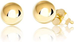 14k yellow gold polished ball stud earrings 3mm - 8mm, gold ball earrings for women, gold stud earrings for women 14k real gold, gold post earrings, 100% real 14k gold, next level jewelry - 5mm