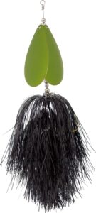 tooth shield tackle musky bucktail (black/lime green) muskie pike double 10 inline spinner musky lures baits tackle