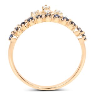 0.28 Carat Genuine Blue Sapphire and White Diamond 14K Yellow Gold Ring