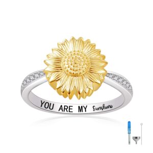 sunflower urn ring you are my sunshine 925 sterling silver keepsake memorial cremation urn ring for ashes for women (9)