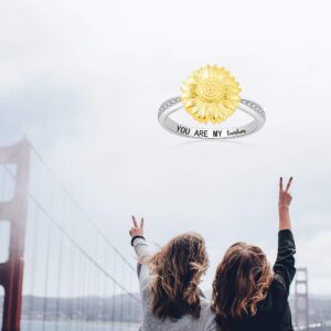 Sunflower Urn Ring You are My Sunshine 925 Sterling Silver Keepsake Memorial Cremation Urn Ring for Ashes for Women (9)