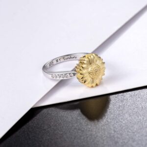 Sunflower Urn Ring You are My Sunshine 925 Sterling Silver Keepsake Memorial Cremation Urn Ring for Ashes for Women (9)