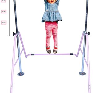 GYMPRO Kids Gymnastics Bar Horizontal Bar Junior Gymnastic Training Equipment Height Adjustable Climb Tower Balance Bar Asymmetric Bar Playground (Pink)