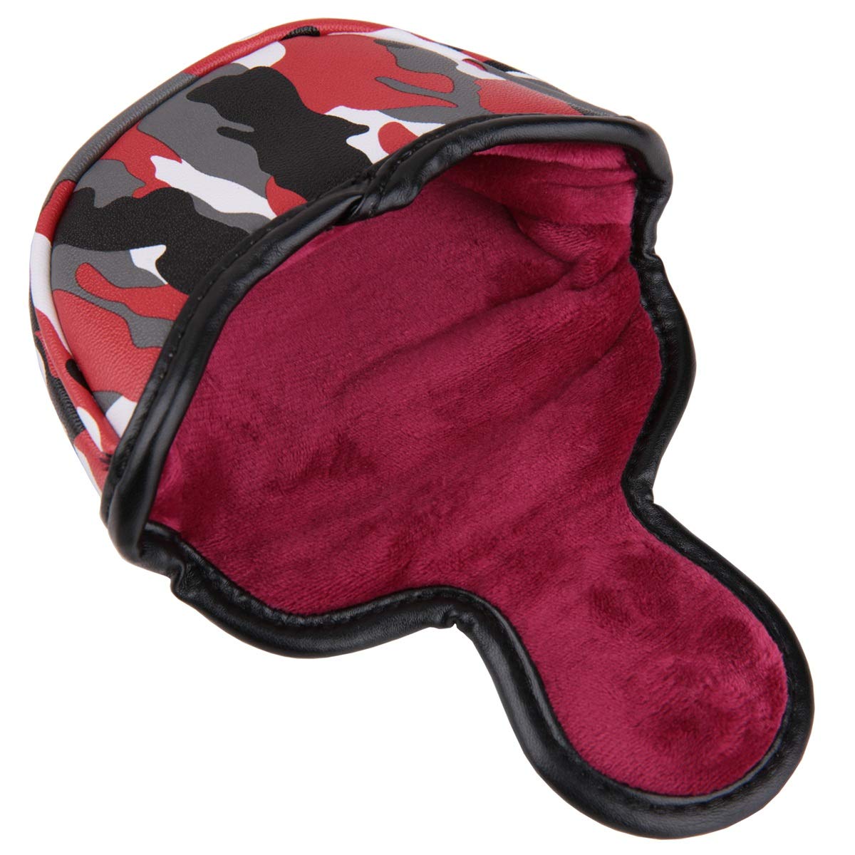 Golf Builder Camouflage Golf Mid Mallet Putter Head Cover Small Mallet Cover with Magnetic Closure (Red)