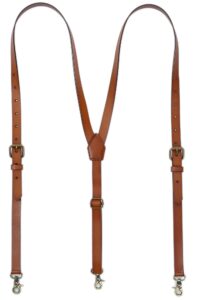 exception goods leather suspenders for men, personalized brown genuine leather, groomsmen gifts (l fits 5'2"-6'23", brown)