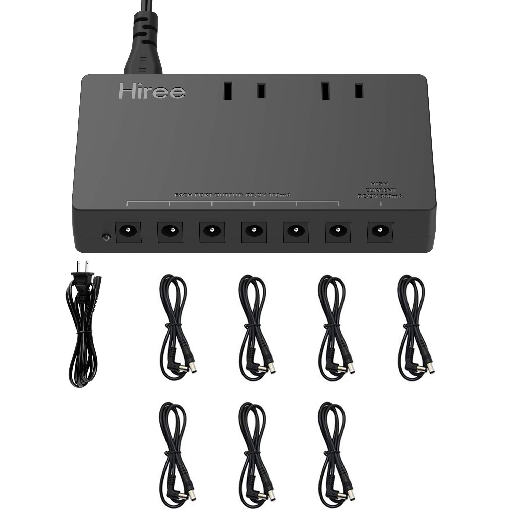 Hiree Guitar Pedal Power Supply 7 DC Output for 9V Effect Pedal Board with 2 AC Outlets for Charging Speaker, Musical Instruments