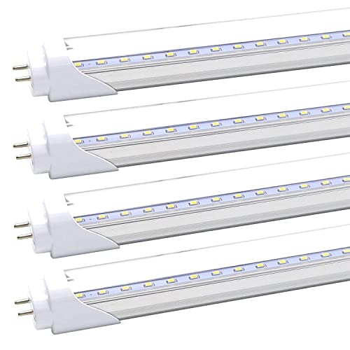 T8 T10 T12 2FT LED Light Tube - 8W LED Replacement for 24 inch Fluorescent Bulb, 20W Equivalent, 1120Lm, 5000K Daylight White, Ballast Bypass, Dual-End Powered, Clear Cover (Pack of 4)