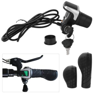 36V E-Bike Twist Grip Throttle with LCD Display and Key Lock, Universal Fit, Easy Install Handlebar Power Indicator for Electric Bikes/Scooters/Motorcycles