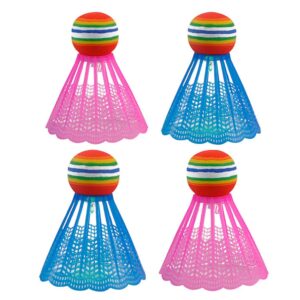 vosarea 4pcs led lighting nylon badminton shuttlecocks practical sports supplies exercise accessories for indoor outdoor playing (2pcs blue, 2pcs pink)