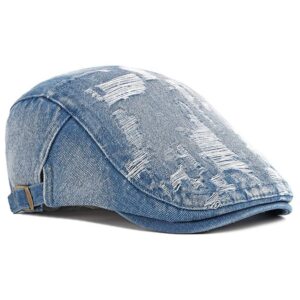 Men's Denim Newsboy Flat Cap Gatsby Ivy Cabbie Hat Driving Cap