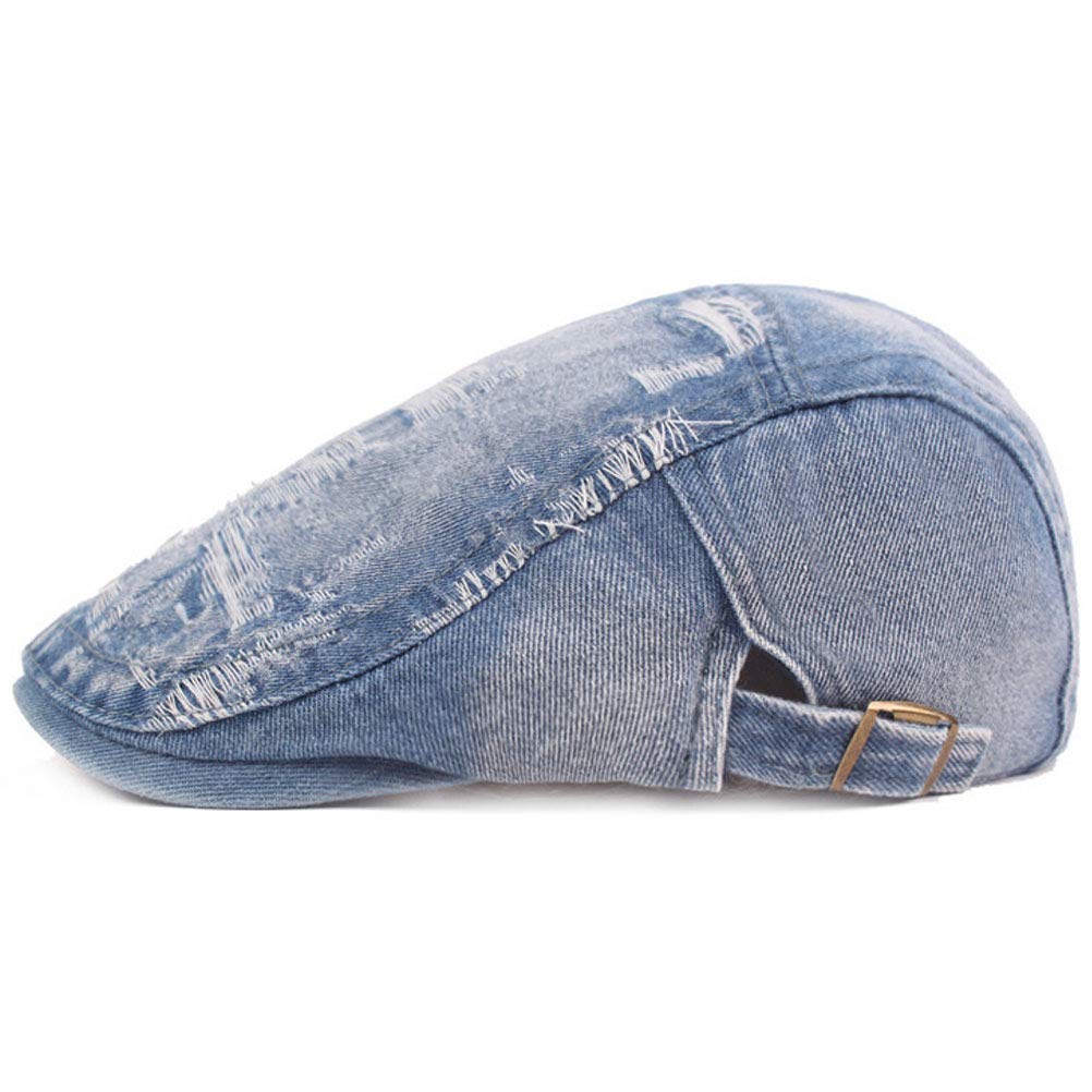 Men's Denim Newsboy Flat Cap Gatsby Ivy Cabbie Hat Driving Cap