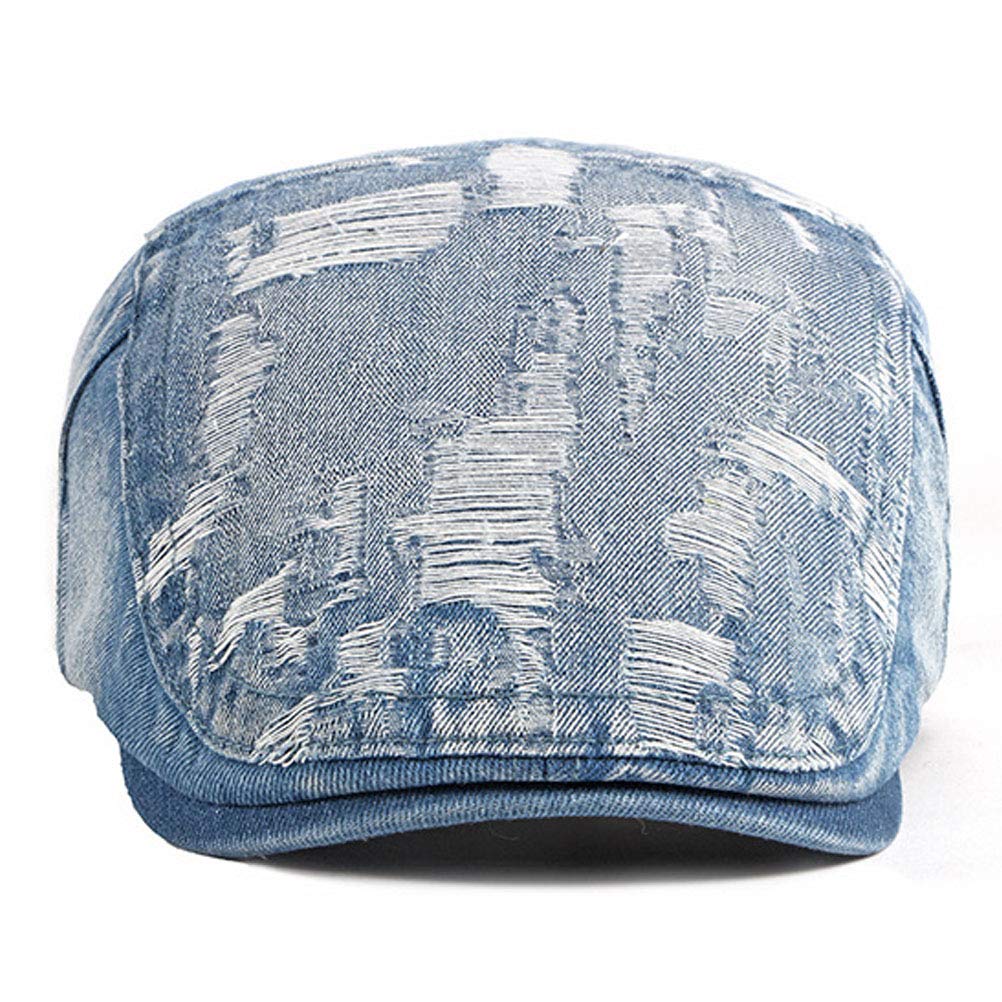 Men's Denim Newsboy Flat Cap Gatsby Ivy Cabbie Hat Driving Cap