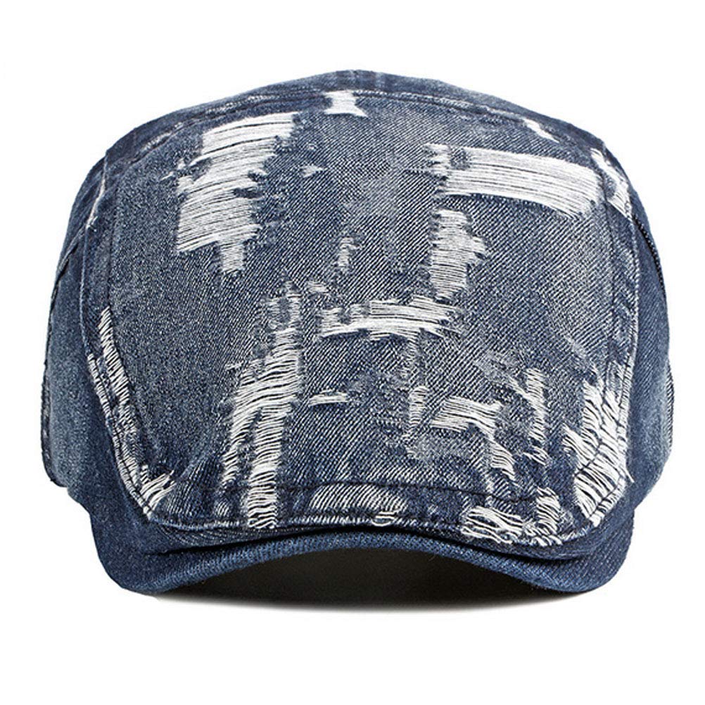 Men's Denim Newsboy Flat Cap Gatsby Ivy Cabbie Hat Driving Cap