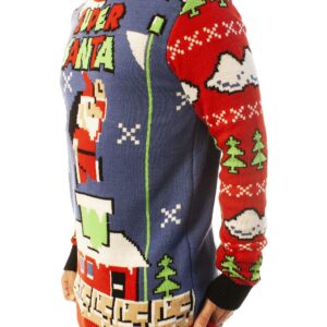 Ugly Christmas Party Sweater Unisex - Super Santa -Medium Super Santa Blue