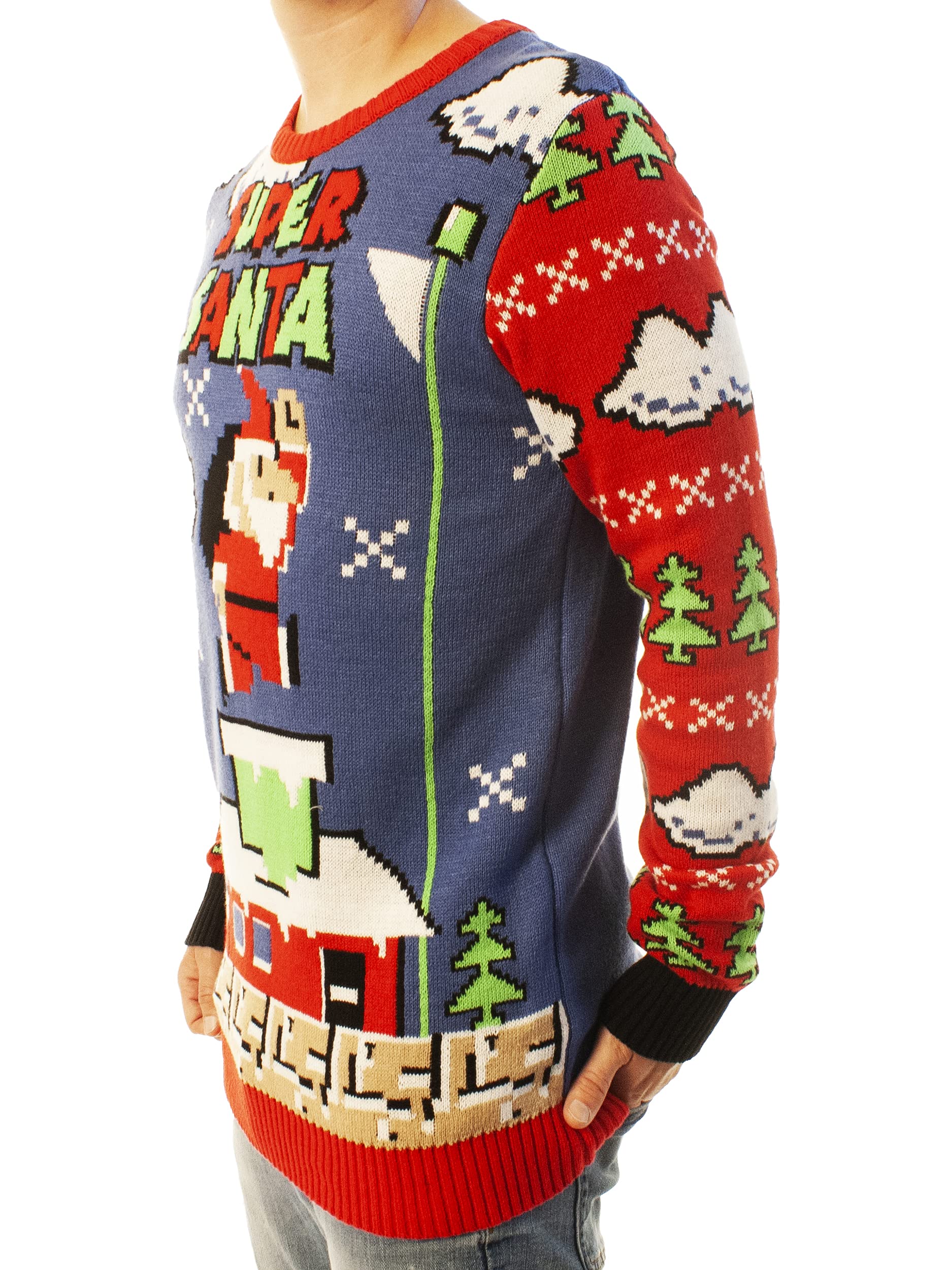 Ugly Christmas Party Sweater Unisex - Super Santa -Medium Super Santa Blue