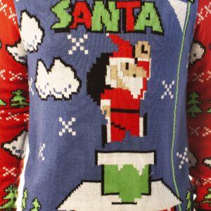 Ugly Christmas Party Sweater Unisex - Super Santa -Medium Super Santa Blue