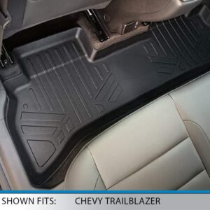 SMARTLINER Custom Fit 2 Row Floor Mats & Cargo Liner Behind 2nd Row (Upper Deck) Set Black Compatible with 2021-2022 Chevrolet Trailblazer (FWD only)