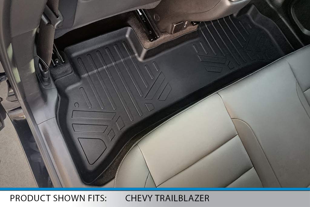 SMARTLINER Custom Fit 2 Row Floor Mats & Cargo Liner Behind 2nd Row (Upper Deck) Set Black Compatible with 2021-2022 Chevrolet Trailblazer (FWD only)