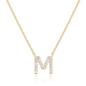 pavoi womens 14k gold plated – yellow gold cubic zirconia initial necklace