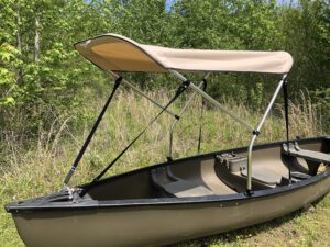 beige 2' by 5' sun shade/canopy/umbrella for canoe/kayak by cypress rowe outfitters, blocks uv, rain