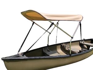 cypress rowe outfitters beige canoe/kayak sun shade/canopy bimini top - perfect umbrella for kayaking, canoeing, fishing awning to block uv & heat rays and rain protection