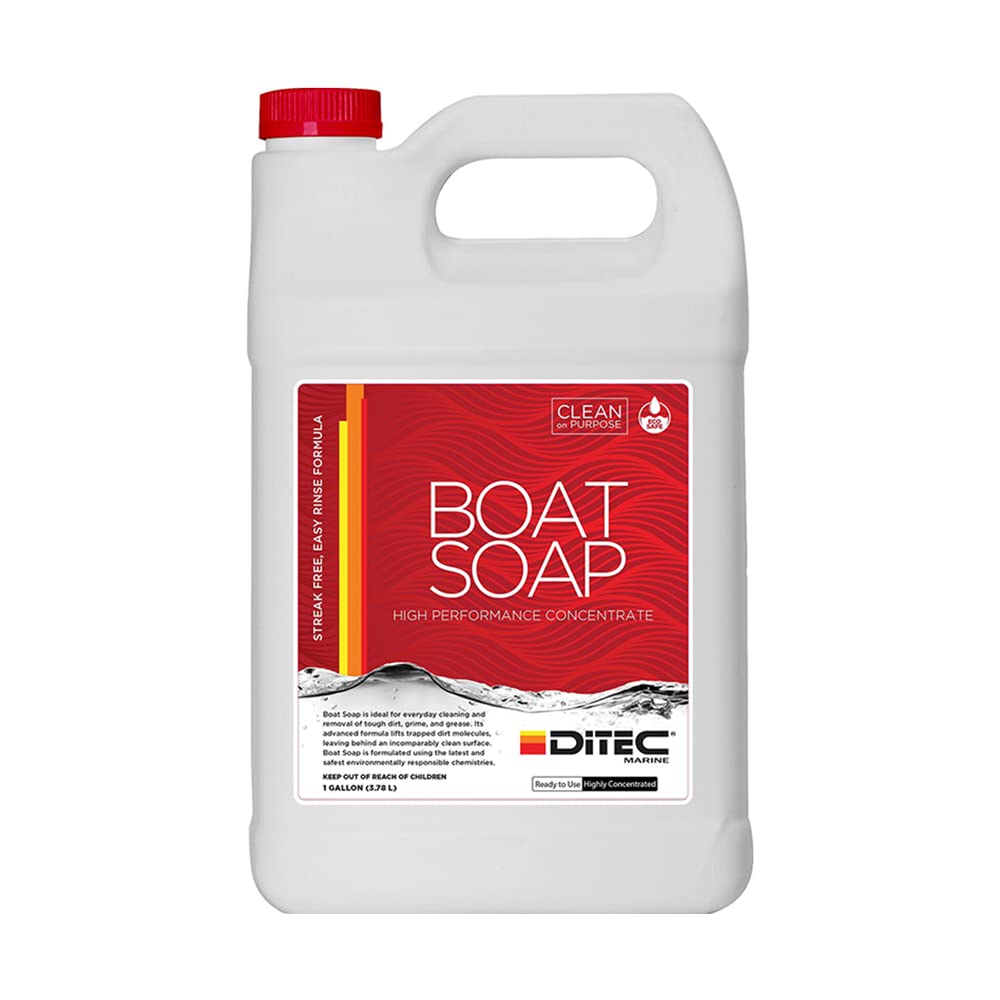 DITEC Marine Boat Soap, 1 Gallon | Reliable Marine Cleaning Products | Streak-Free Formula Boat Cleaner | High Performance Marine Safe Boat Soap | Premium Boat Wash Concentrate