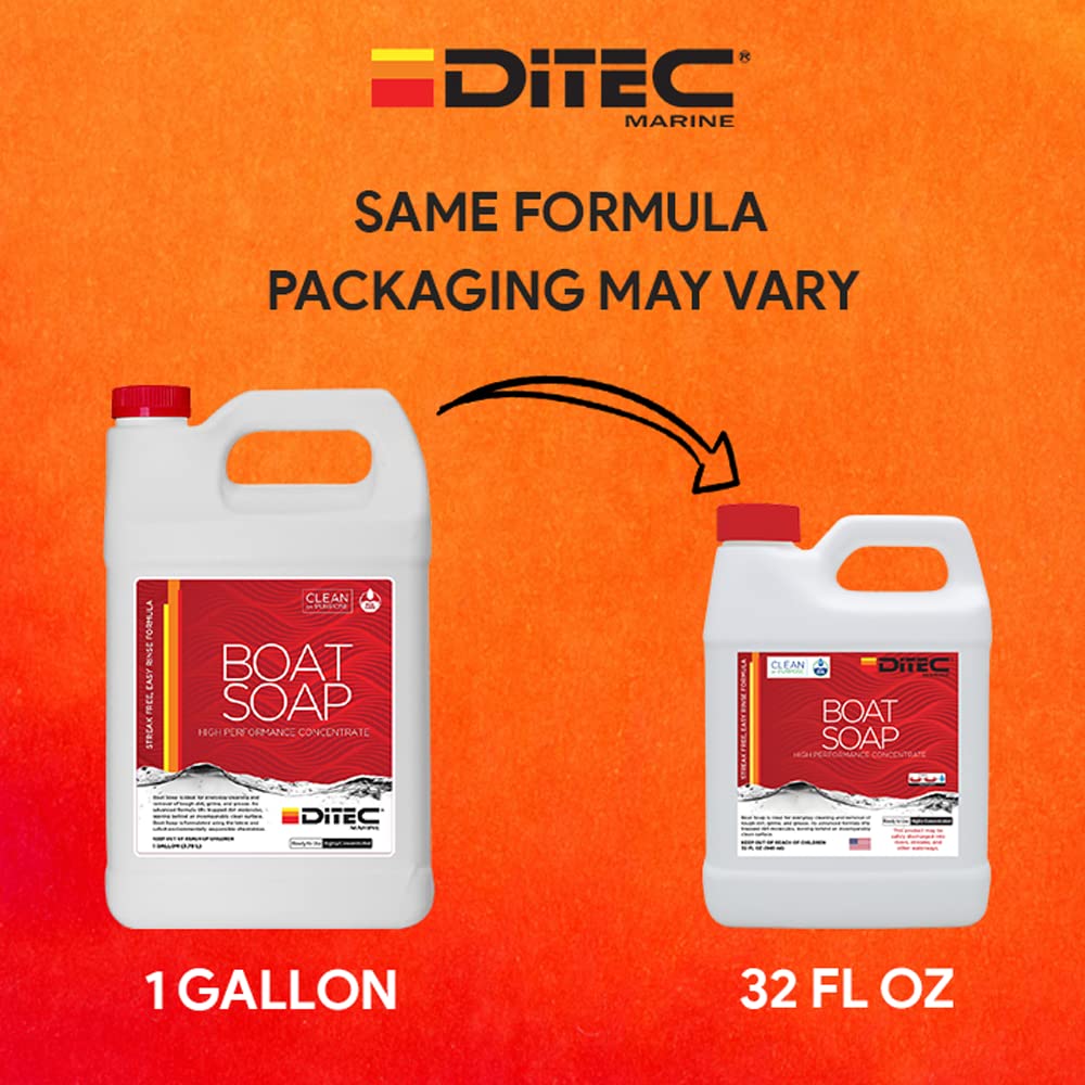 DITEC Marine Boat Soap, 1 Gallon | Reliable Marine Cleaning Products | Streak-Free Formula Boat Cleaner | High Performance Marine Safe Boat Soap | Premium Boat Wash Concentrate