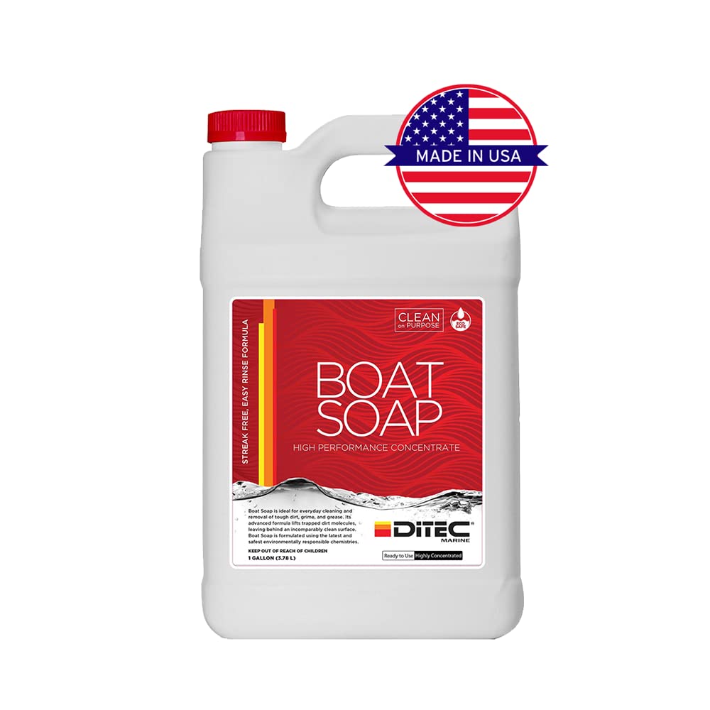 DITEC Marine Boat Soap, 1 Gallon | Reliable Marine Cleaning Products | Streak-Free Formula Boat Cleaner | High Performance Marine Safe Boat Soap | Premium Boat Wash Concentrate