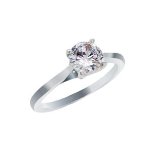 elegant sterling silver solitaire cz engagement ring (small) (size 5.5)