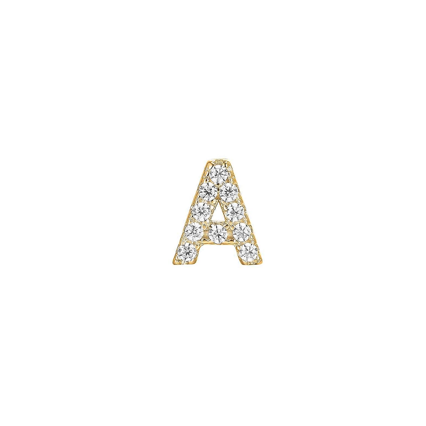 PAVOI 14K Yellow Gold Plated Sterling Silver CZ Alphabet Letter Earrings | Initial Earrings for Women | Letter A