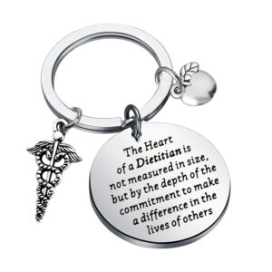 lqri dietitian gift dietitian thank you gift the heart of a dietitian is not measured in size keychain nutritionist gift registered dietitian gift food teacher appreciation gift (silver)