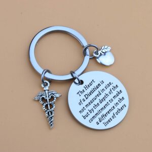 LQRI Dietitian Gift Dietitian Thank You Gift The Heart of A Dietitian Is Not Measured In Size Keychain Nutritionist Gift Registered Dietitian Gift Food Teacher Appreciation Gift (silver)