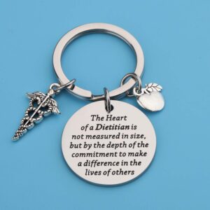 LQRI Dietitian Gift Dietitian Thank You Gift The Heart of A Dietitian Is Not Measured In Size Keychain Nutritionist Gift Registered Dietitian Gift Food Teacher Appreciation Gift (silver)