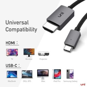 uni USB C to HDMI Cable 10FT 4K@30Hz, USB Type C to HDMI Cable for Home Office, [Thunderbolt 3/4 Compatible] with MacBook Pro/Air, iPhone 15 Pro/Max, Galaxy S8-S23, Surface Book 2, XPS, Chromebook