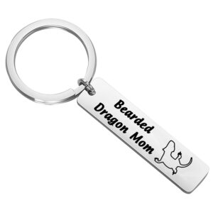 lqri bearded dragon mom keychain bearded dragon gifts for women pet moms animal lovers jewelry funny bearded dragon pet lizard lover gift reptile owner gift for her (silver)