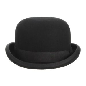 eozy mens 100% wool black bowler derby hat satin lined fedora party costume hat