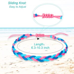 Hicarer 29 Pcs Surfer Wave Bracelet for Women Adjustable Summer Beach Bracelets Handmade Waterproof Braided Rope Bracelets(Summer Style)