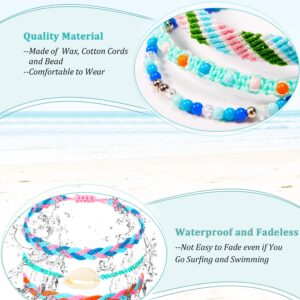 Hicarer 29 Pcs Surfer Wave Bracelet for Women Adjustable Summer Beach Bracelets Handmade Waterproof Braided Rope Bracelets(Summer Style)