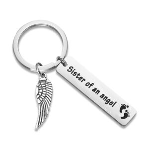 wusuaned baby memorial keychain sister/brother of an angel sympathy gift loss of baby gift (sister of an angel keychain)