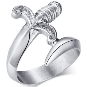 jude jewelers stainless steel knift dagger style cocktail party biker ring (silver, 10)