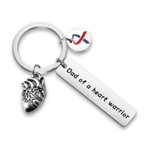 wusuaned chd keychain mom/dad of a heart warrior keychain congenital defect awareness gift for heart warrior mom dad (dad of a heart warrior k)