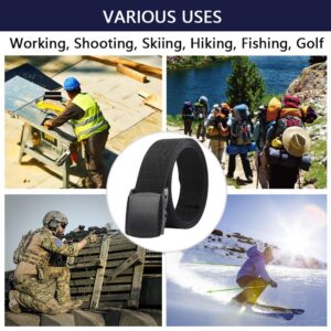 LionVII Mens Belt Web - Nylon Belt for Men with Plastic Buckle Durable Breathable Waist Belt for Work Travel Golf Sports, Adjustable [53" L x 1.5" W](Black)